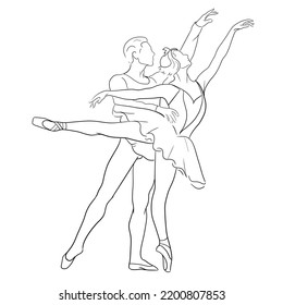 Drawing Couple Dancing Ballet Isolated On Stock Illustration 2200807853 ...