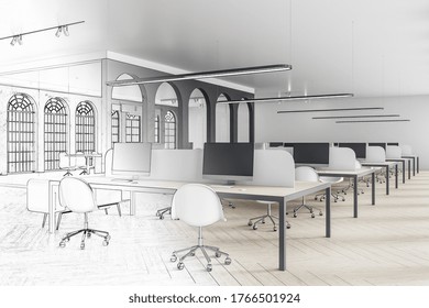 Drawing Designer Desktop Empty Computer Screen Stock Illustration ...