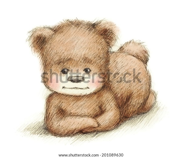 Drawing Laying Teddy Bear: ilustración de stock 201089630 | Shutterstock