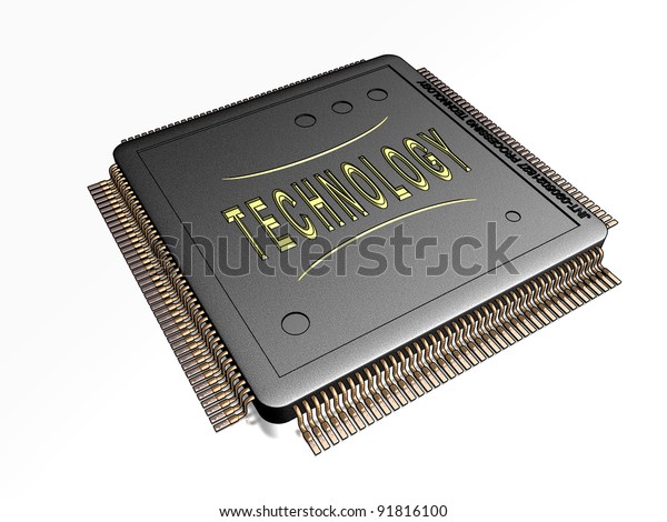 Drawing Microprocessor Referring Notion Technology Stock Illustration ...