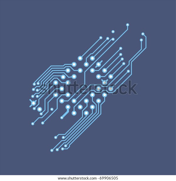 Drawing Pcb Printed Circuits Board Blueprint Stok İllüstrasyon 69906505