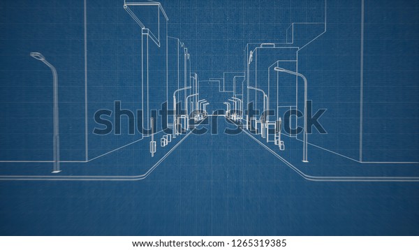 Drawing Small Town Concept Building 3d Stock Illustration 1265319385 ...