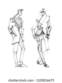 Drawing Two Men Stock Illustration 1105816673 | Shutterstock