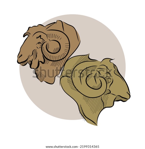 Drawing Two Rams Which Perfect Logo Stock Illustration 2199314365 ...