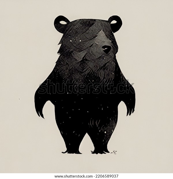 Drawn Bear Portrait Standing Bear Computer Stock Illustration ...