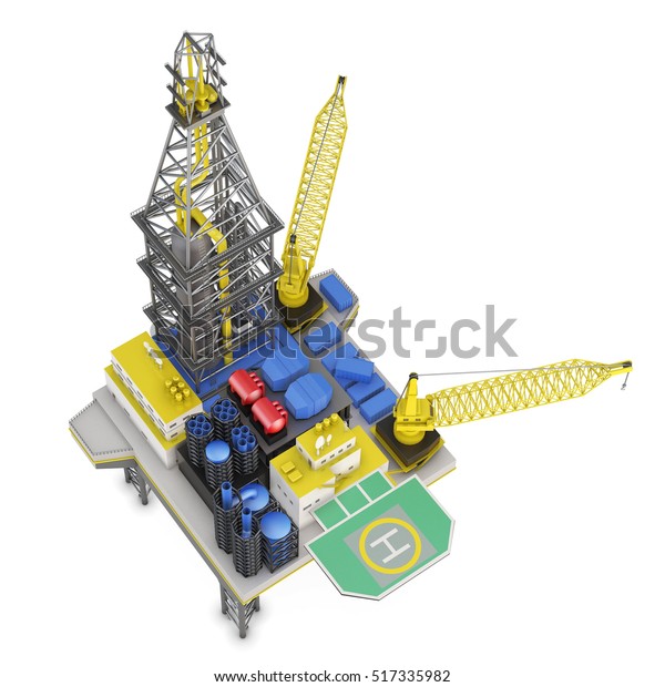Drilling Offshore Platform Top View Isolated: ภาพประกอบสต็อก 517335982 ...
