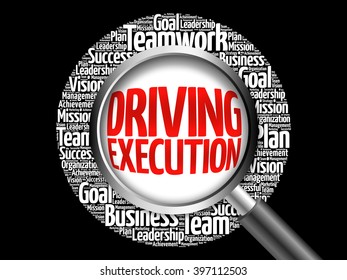 Driving Execution Word Cloud Magnifying Glass Stock Illustration ...