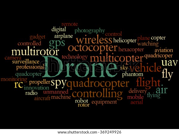 Drone Word Cloud Concept On Black Stock Illustration 369249926 ...