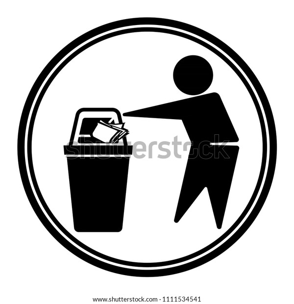 Drop Garbage Into Trash Bin Sign Stock Illustration 1111534541
