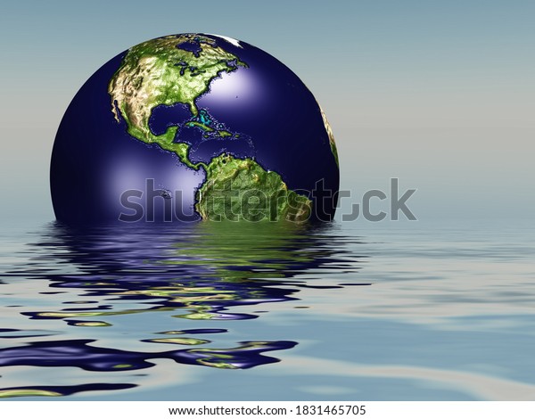 Drowning Planet Earth 3d Rendering Stock Illustration 1831465705 ...