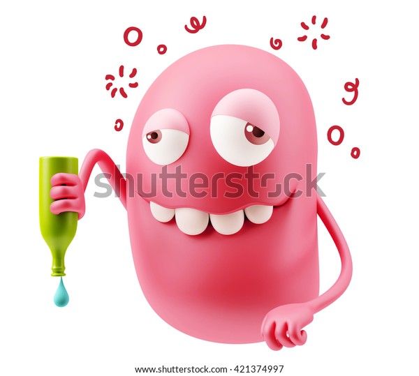Drunk Emoticon Face 3d Rendering Stock Illustration 421374997
