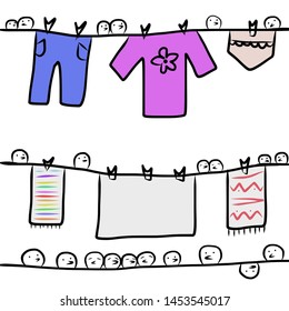 Drying Clothes Outside Cute Illustration Clothes Stock Illustration ...