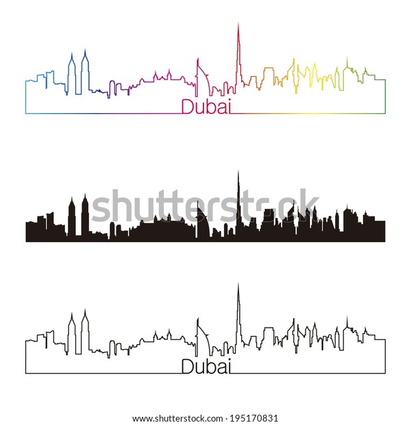 Dubai Skyline Linear Style Rainbow Stock Illustration 195170831 Dubai Skyline Linear Style Rainbow Stock Illustration 195170831