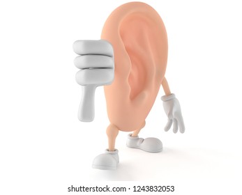 Ear Character Thumbs Down Gesture Isolated Stock Illustration 1243832053