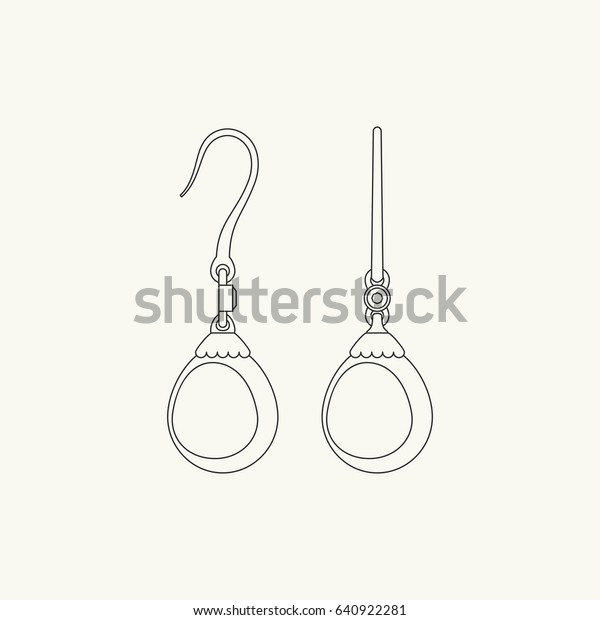 Earrings Line Drawing Simple Thin Illustration 스톡 일러스트 640922281