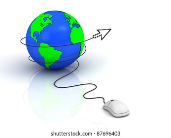 Internet Concept Earth Globe Computer Mouse Stock Illustration ...