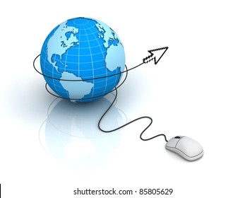 Earth Globe Computer Mouse Cursor On Stock Illustration 85805629 ...