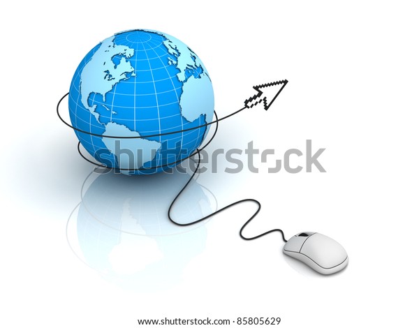 Earth Globe Computer Mouse Cursor On Stock Illustration 85805629 ...