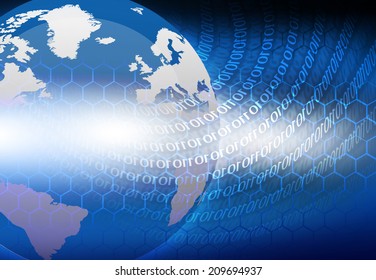 Binary Code On World Map Stock Illustration 114469858