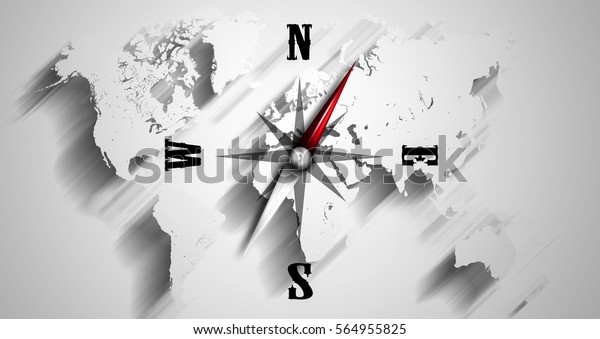 Earth Map Compass Background By Nasa Stock Illustration 564955825 ...