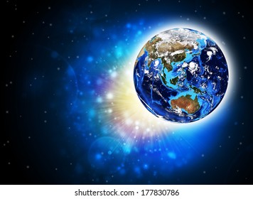 Earth Planet Sun Rays Elements This Stock Illustration 177830786 ...