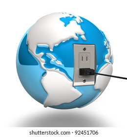 3d Earth Globe Electrical Socket On: ilustrações stock 192389393 ...