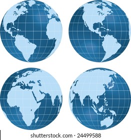 Earth Views Globes Different Angles Stock Illustration 24499588