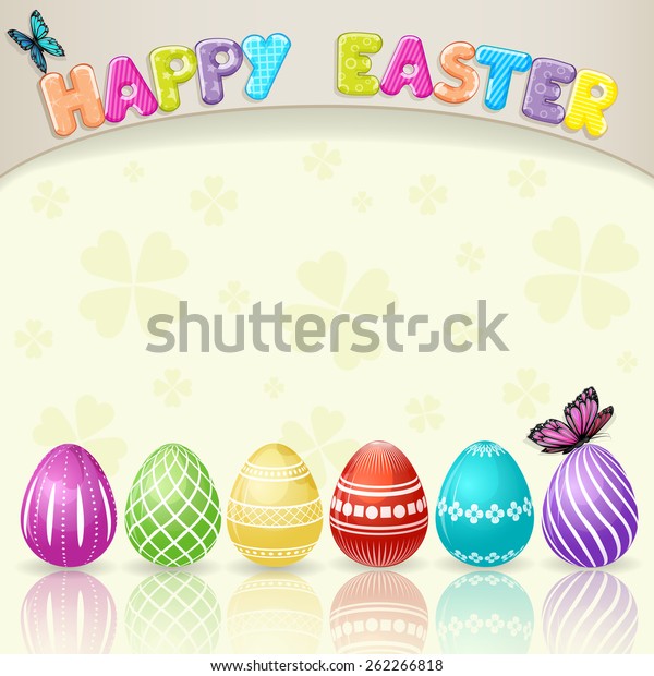 Easter Background Easter Eggs Butterfly Stock Illustration 262266818 ...