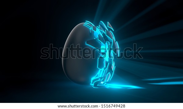 Easter Egg Alien Egg Blue Glowing Stock Illustration 1516749428
