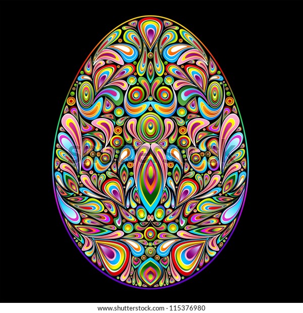 Easter Egg Psychedelic Art Design Stock Illustration 115376980