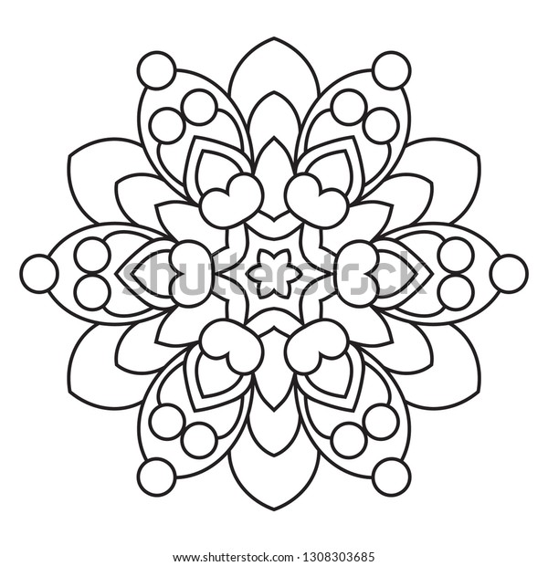 Easy Mandala Basic Simple Madalas Coloring Stock Illustration 1308303685