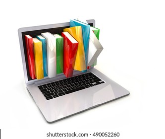 Ebook Library Concept Laptop Computer Books: ภาพประกอบสต็อก 490052260 ...
