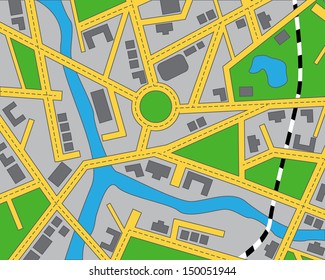 Editable Map Area Roads Buildings River Stock Illustration 150051944 ...