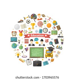 Vector Illustration Circle Design Education Symbols Stock Vector ...