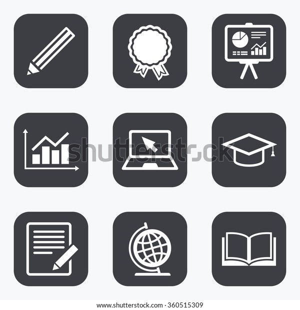 Education Study Icon Presentation Signs Report Stock Illustration ...