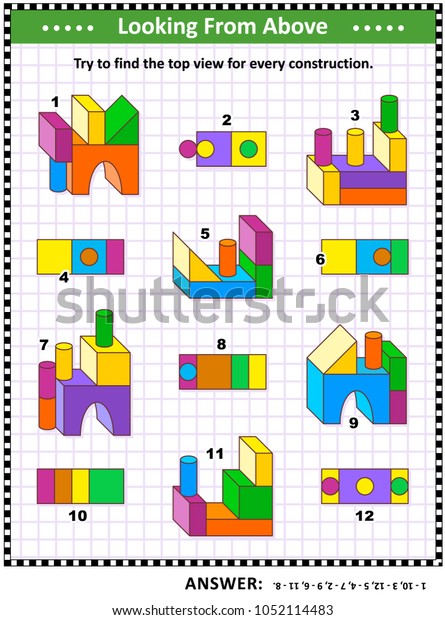 Educational Math Puzzle Find Top View Stock Illustration 1052114483 ...