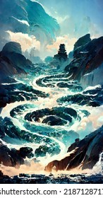 Effect Drawing Vortex Impacting Water Surface Stock Illustration ...