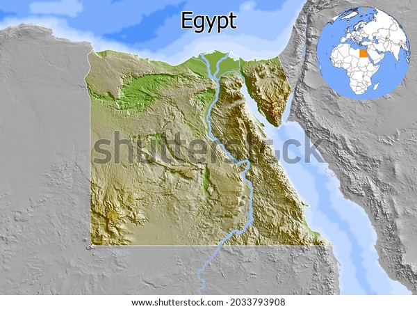 Egypt Map Relief Map Egypt 3d Stock Illustration 2033793908