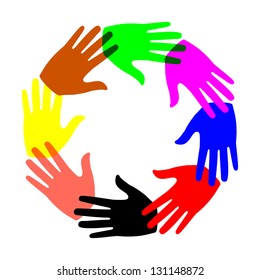 Teamwork Seven Hands Unity People Vector Stock Vector (Royalty Free ...