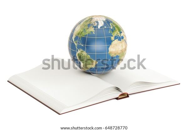 Elearning Concept Opened Book Earth Globe Stock Illustration 648728770