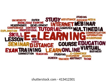 Elearning Word Cloud Concept On White Stock Illustration 413412301 ...