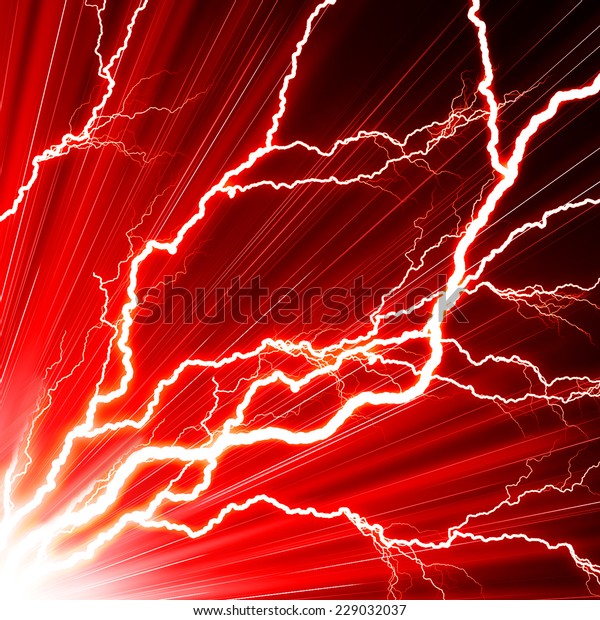 Electric Flash Lightning On Red Background Stock Illustration 229032037