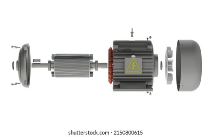 Electric Motor Exploded View 3d Illustration Stock Illustration ...