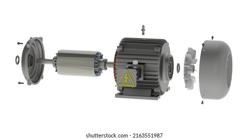 Electric Motor Exploded View 3d Rendering 库存插图 2163551987 | Shutterstock