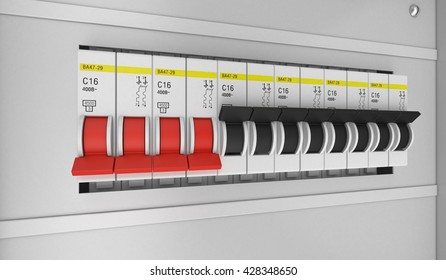Electrical Circuit Breakers 3d 3d Rendering Stock Illustration ...