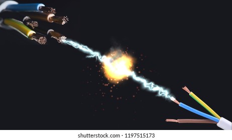 Electrical Discharge Between Cables 3d Illustration Stock Illustration ...