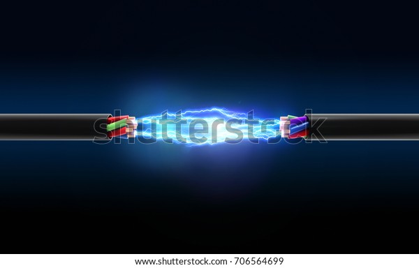 Electrical Spark Between Two Wires 3d Stock Illustration 706564699 ...