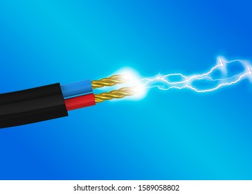 Electrical Circuit Electric Arc Between Wires Stock Vector (Royalty ...