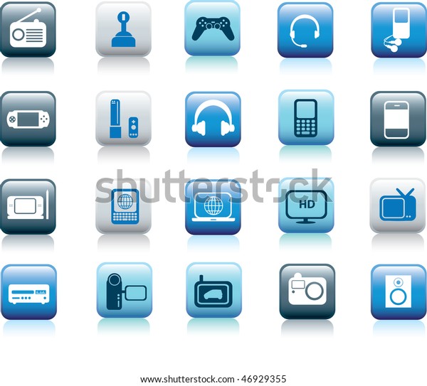 Electronic Buttons Different Technology Objects Illustrations Stock ...