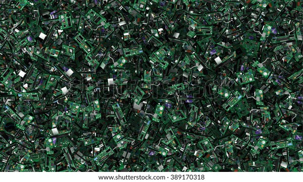 Electronic Circuit Random Elements 3d Background Stock Illustration ...